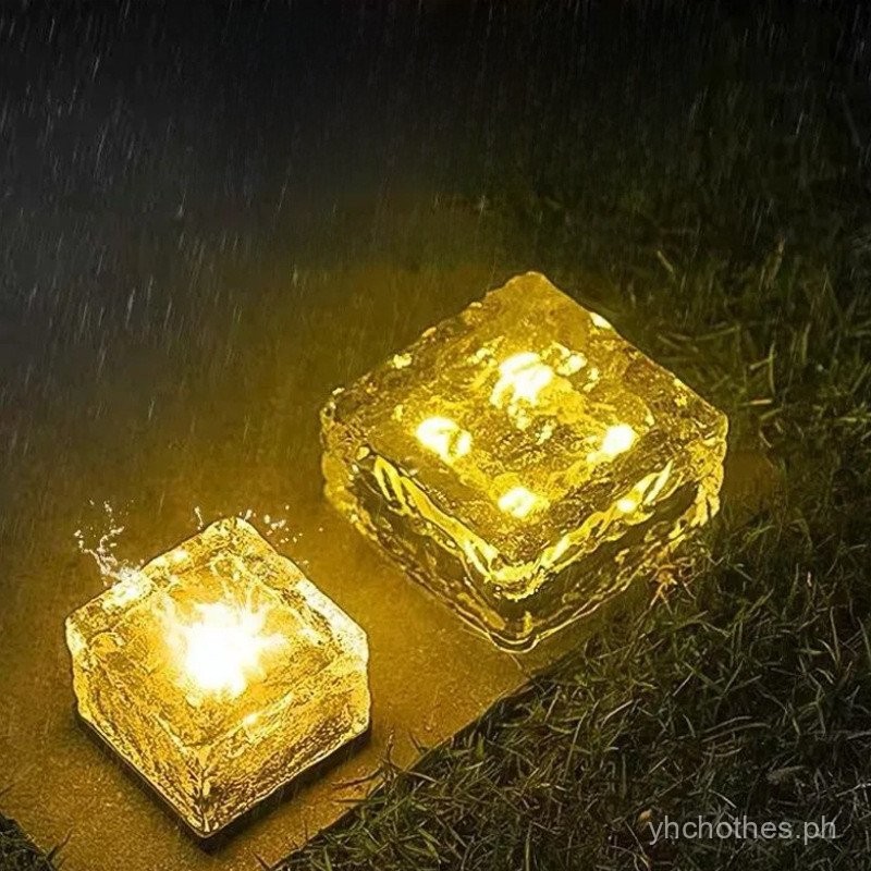Square Ice-Cream Brick Lamp Household Courtyard Induction Square Solar ...