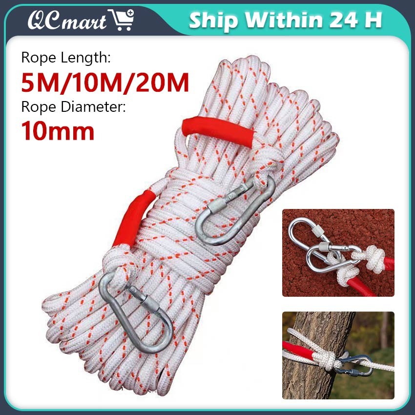 Rock Climbing Rope 10mm Tree Wall Climbing harness Gear Outdoor ...