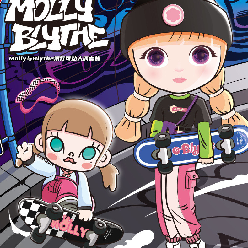P POPMART POPMART molly and Blythe Sliding Action Figure Set BJD Big ...