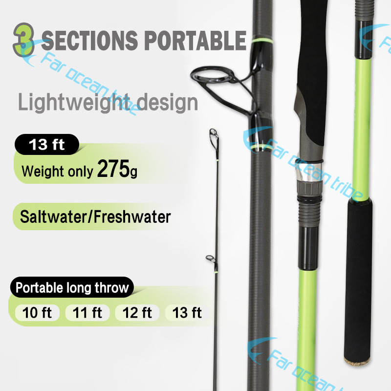【NYA】10ft/11ft/12ft /13ft 3-section portable MH far throw rod saltwater ...