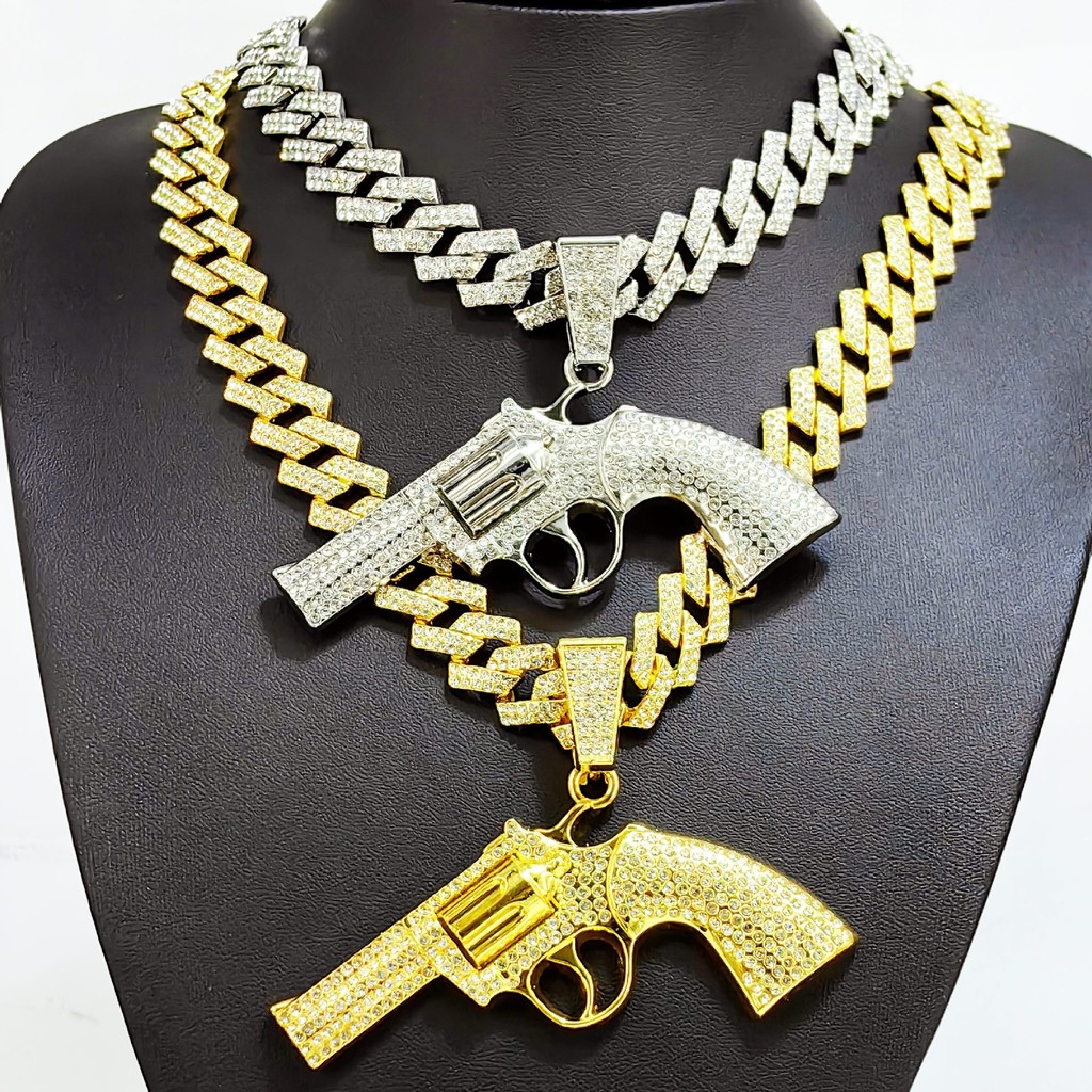 New Chain Nail Ice Hip-Hop Cuban Chain Pistol Diamond Pendant Unique ...