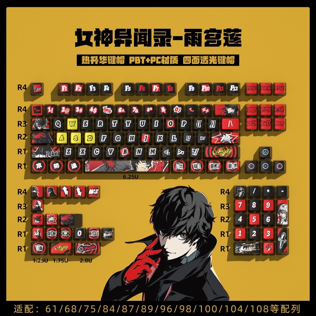 Secret Agent Persona Fang Ze Xia All Five-Faced Sublimation PBT Keycap ...