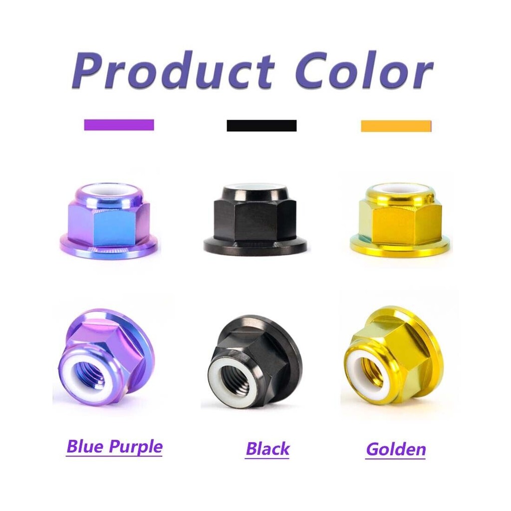 1PCS M5 M6 M8 M10 M12 TC4 Motorcycle Nut Titanium Nyloc Self Locking Hex Flange Nuts | Shopee ...