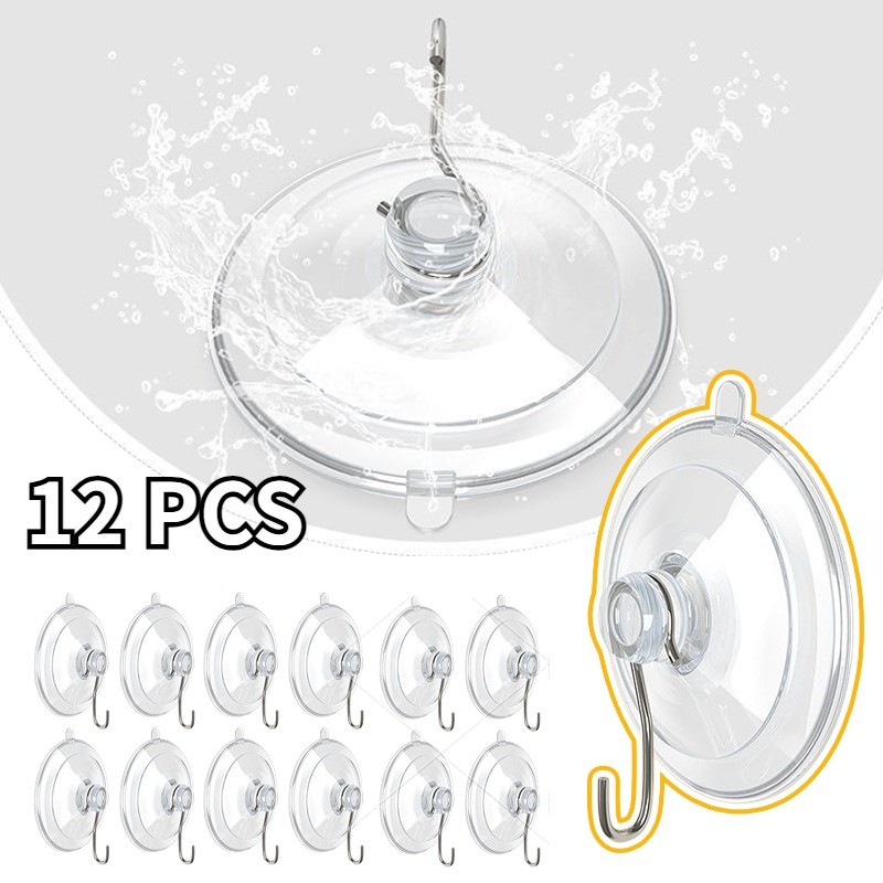 12Pcs Multi-functional Suction Cup Hooks Heavy Duty Waterproof Durable ...