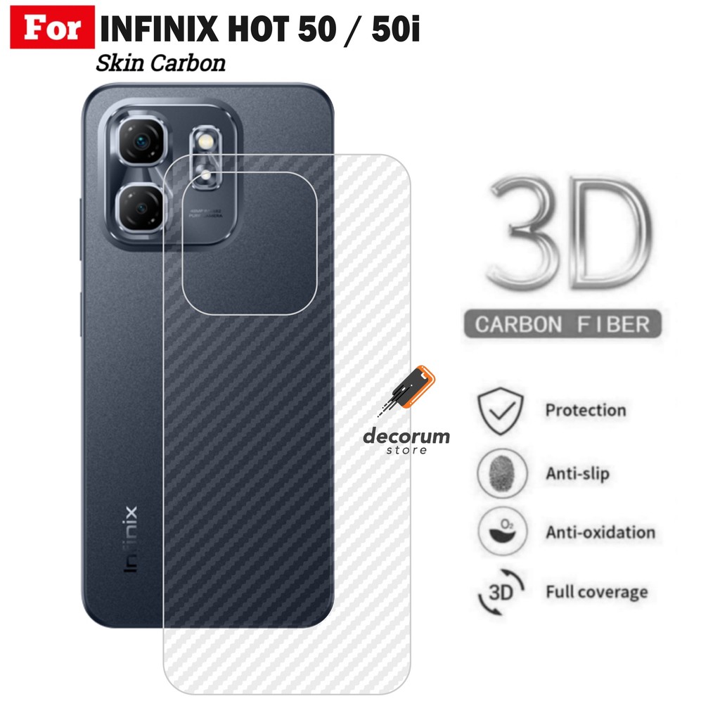 Infinix Hot 50 50i Pro Plus 4G 5G Garskin Carbon Skin Anti-Fungus Back ...