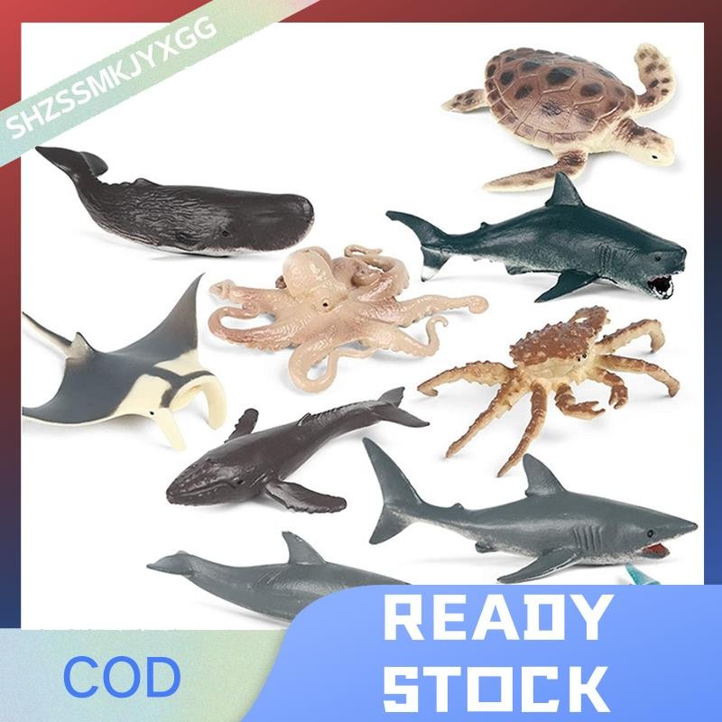 10Pcs Mini Safari Animals Statue Realistic Plastic Sea Animal Statue ...