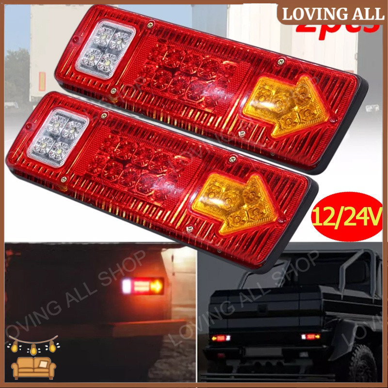2pc 12V 24V LED Car Truck Lorry Brake Light Stop Turn Rear Tail Trailer ...