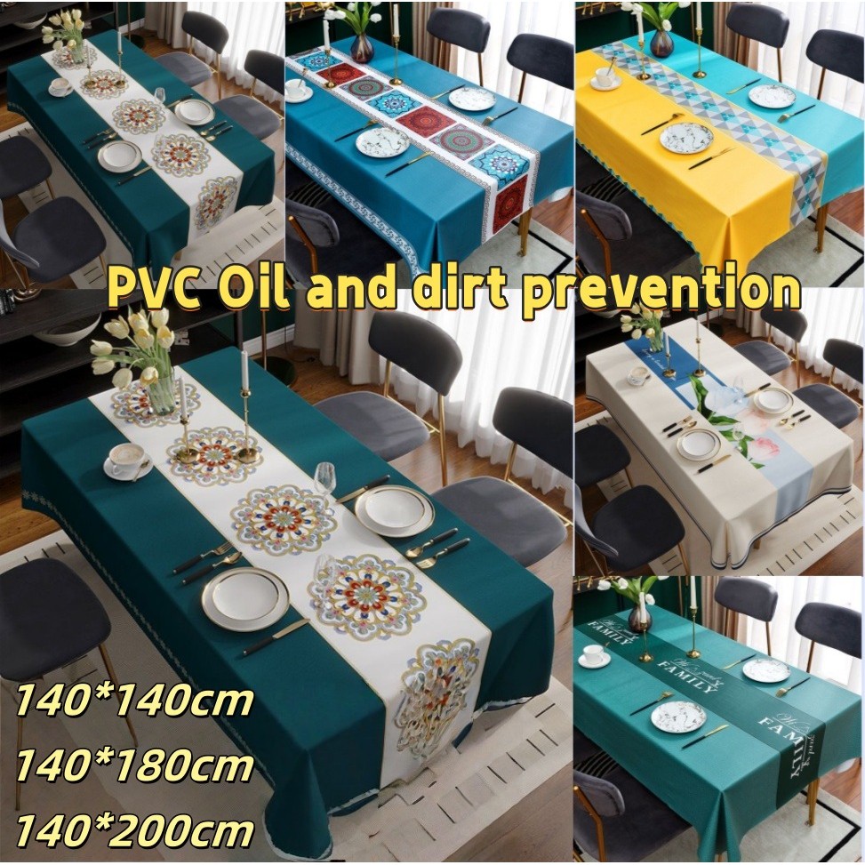 4/6/8 seaters PVC Table Cloth Oil Proof Waterproof Dining Table Cloth ...