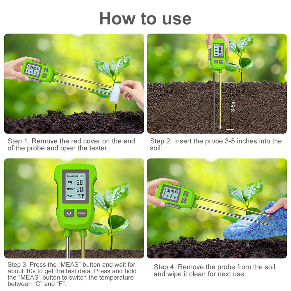 3 in 1 High Accuracy Soil Meter LCD Digital Soil Water Moisture Light ...
