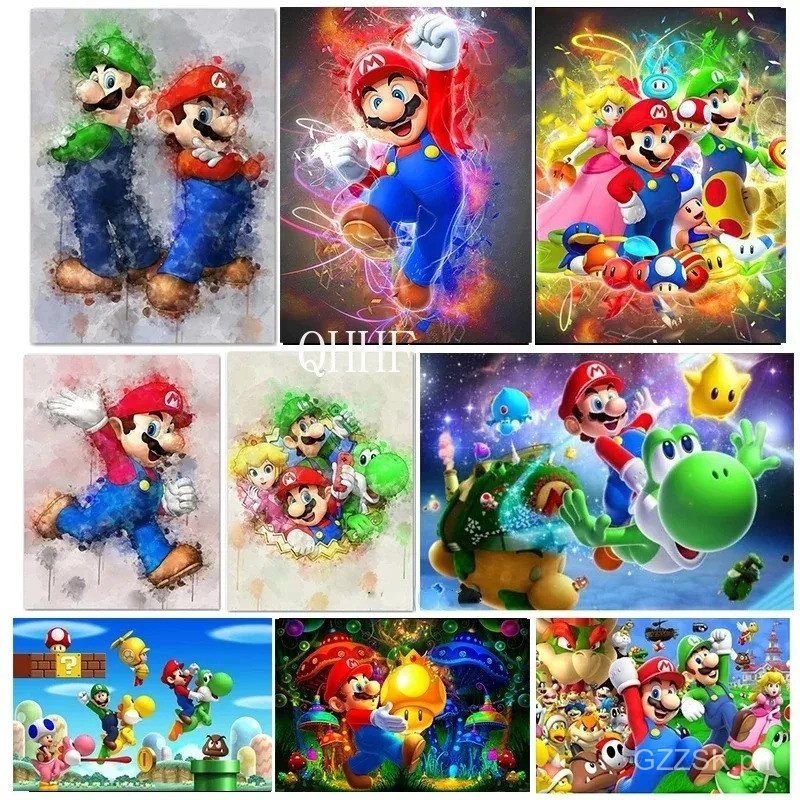 Japanese Anime Characters Cute Cartoon Character Super Mario Canvas ...