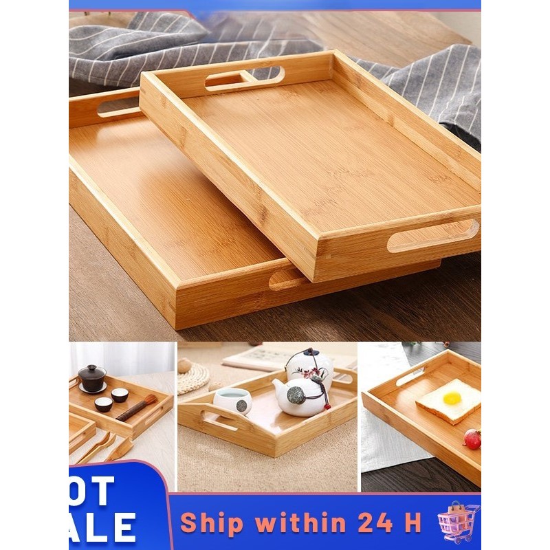 Bamboo Wooden Rectangular Tea Tray Solid Wood Tray Trays Wooden Hotel ...