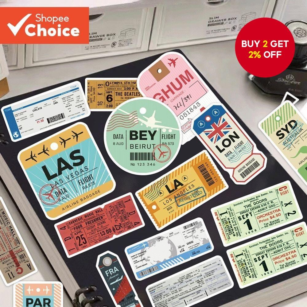40PCS Vintage Boarding Pass Stickers - Waterproof Vinyl Decals for ...