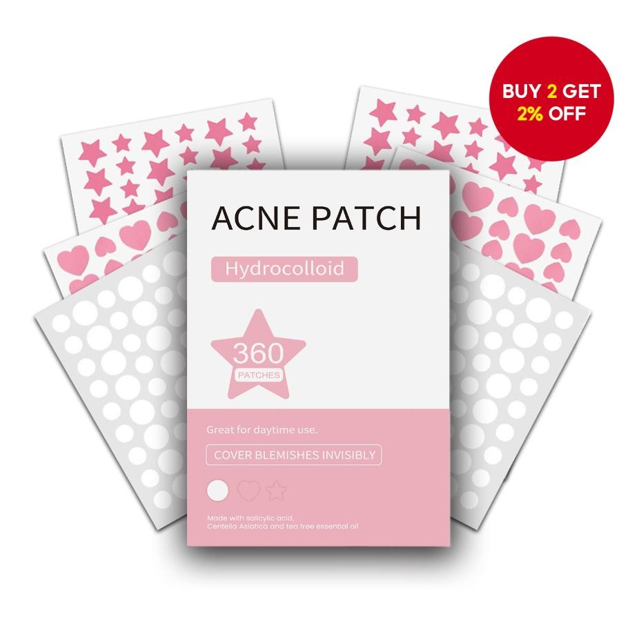 360PCS Acne Patches For Face, Hydrocolloid Pimple Patches for Covering ...