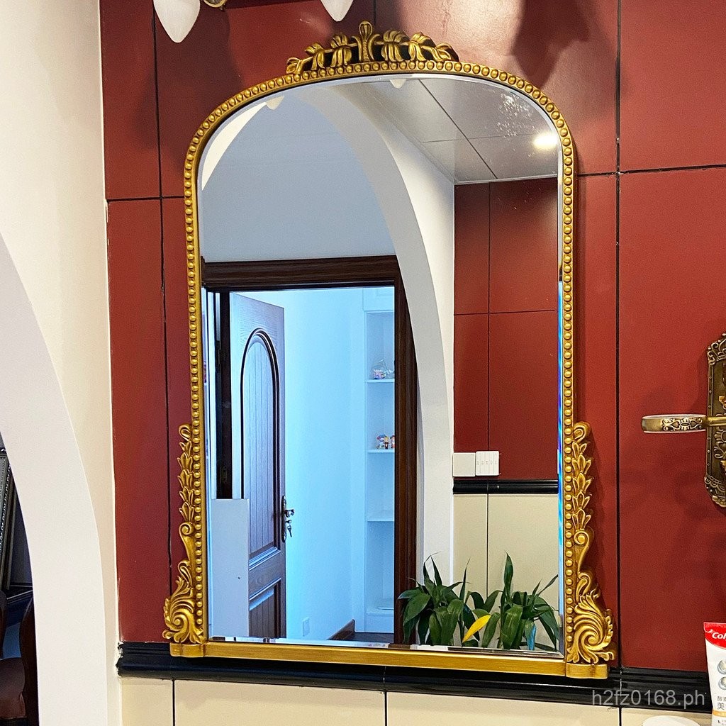 Arched European Style Mirror Light Luxury Bathroom Mirror Fireplace ...