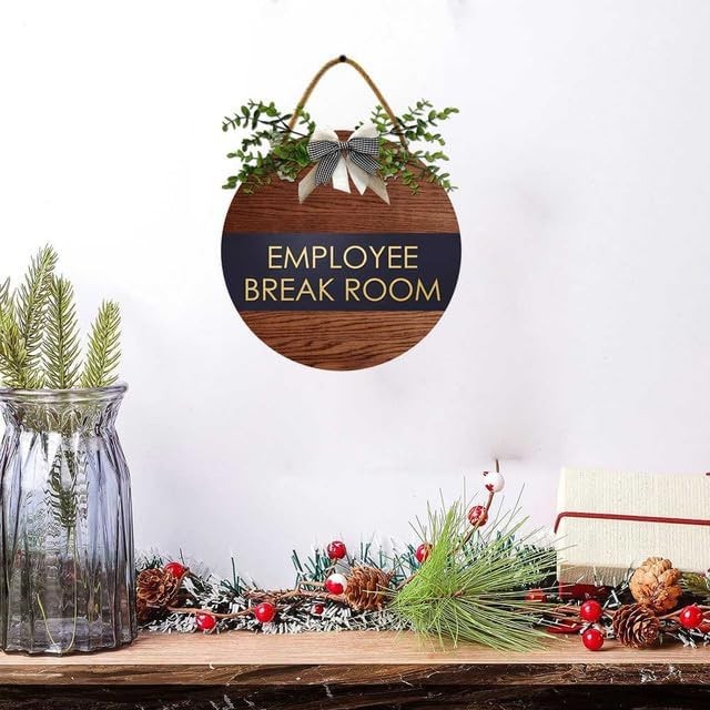 Uptell 11" Wood Sign Employee Breakroom Sign for Front Door Hanging ...