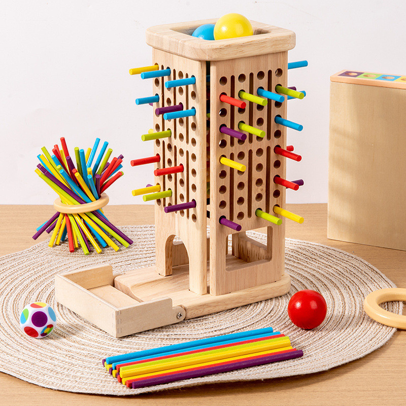 Montessori Wooden Stick Tower Game – Drop Ball Strategy & Fine Motor ...