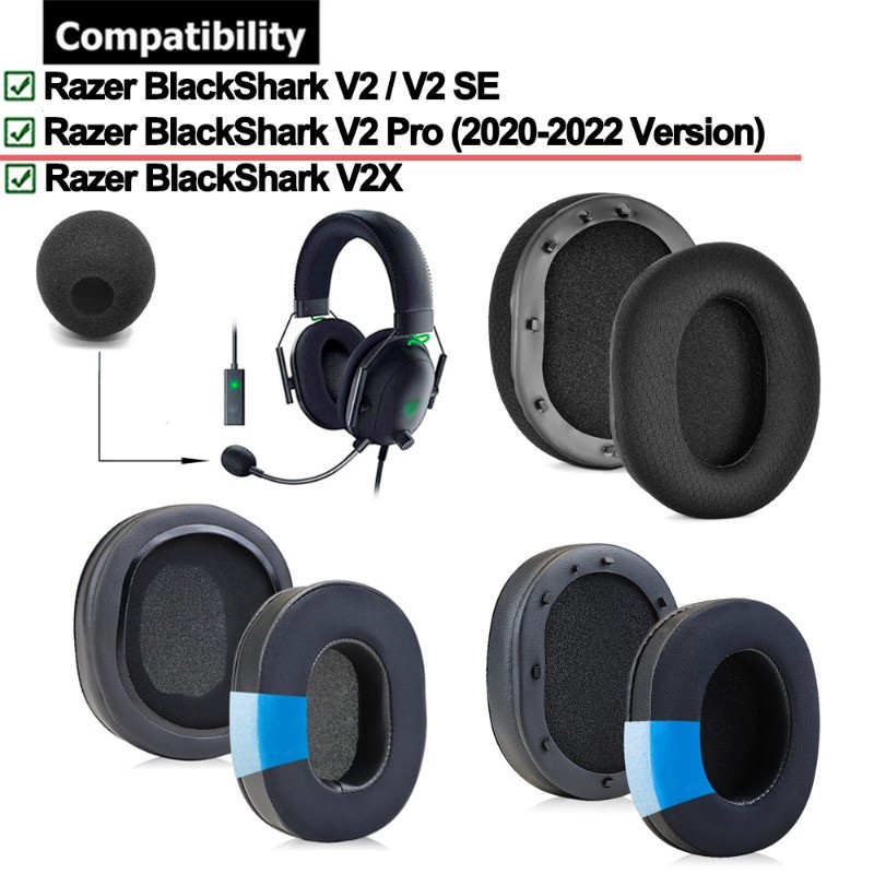 1 Pair Headset Ear Pads for Razer BlackShark V2 / V2 SE / V2 Pro (2020 ...