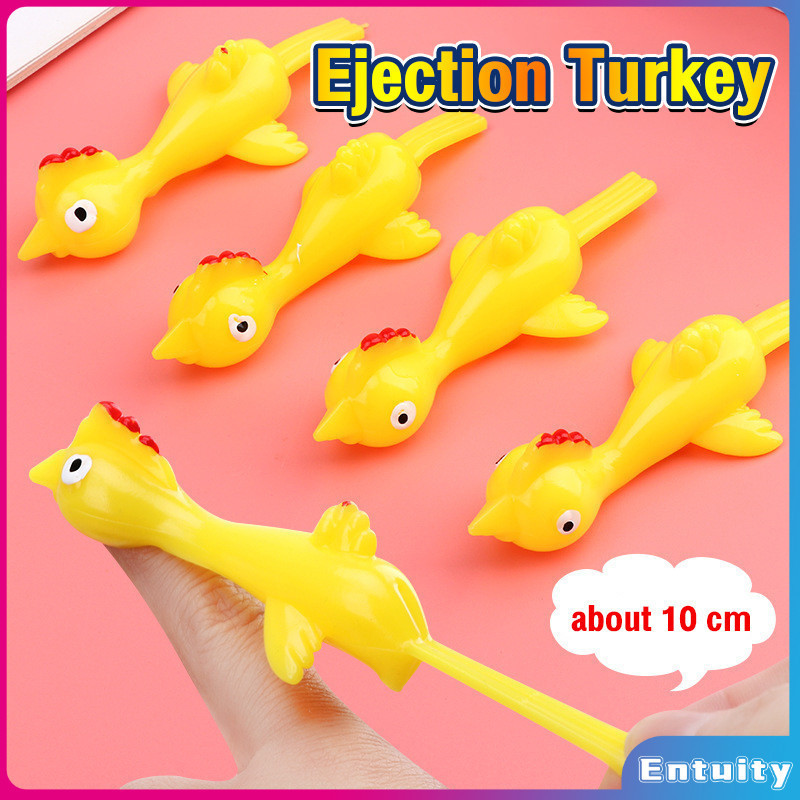 ET Funny Turkey Creative Chicken Elastic Flying Finger Birds Sticky ...