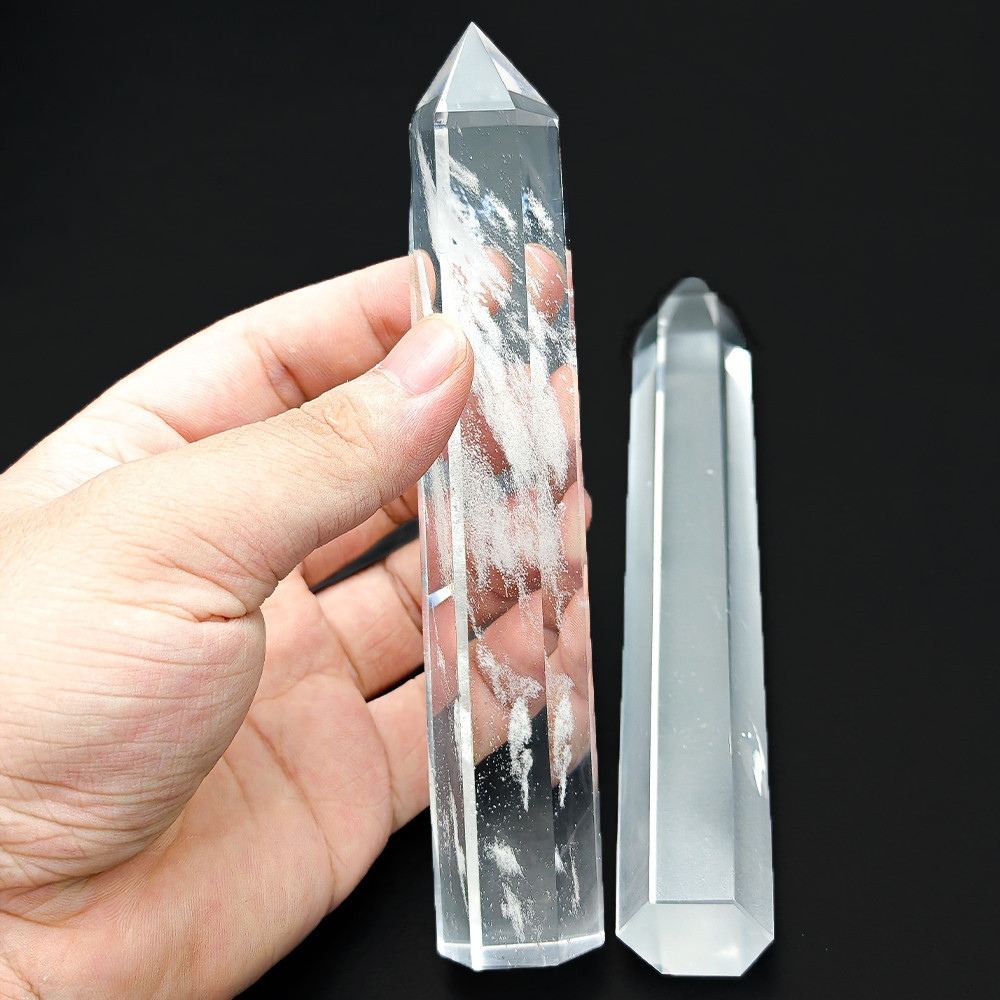 150mm White Smelting Stone Crystal Wand Hexagonal Shape Column Crystal ...