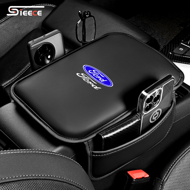 Sieece Leather Car Arm Rest Cushion Center Console Cover Car Interior ...
