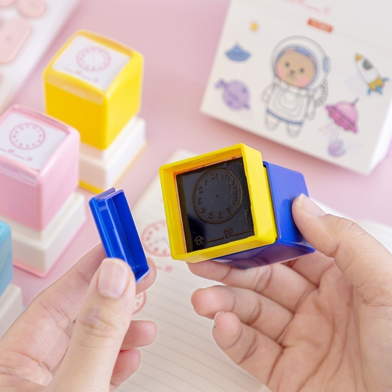 Kaukau Clock Stamp Time Teacher Teaching Aids Stamps Ink Chop Learning ...