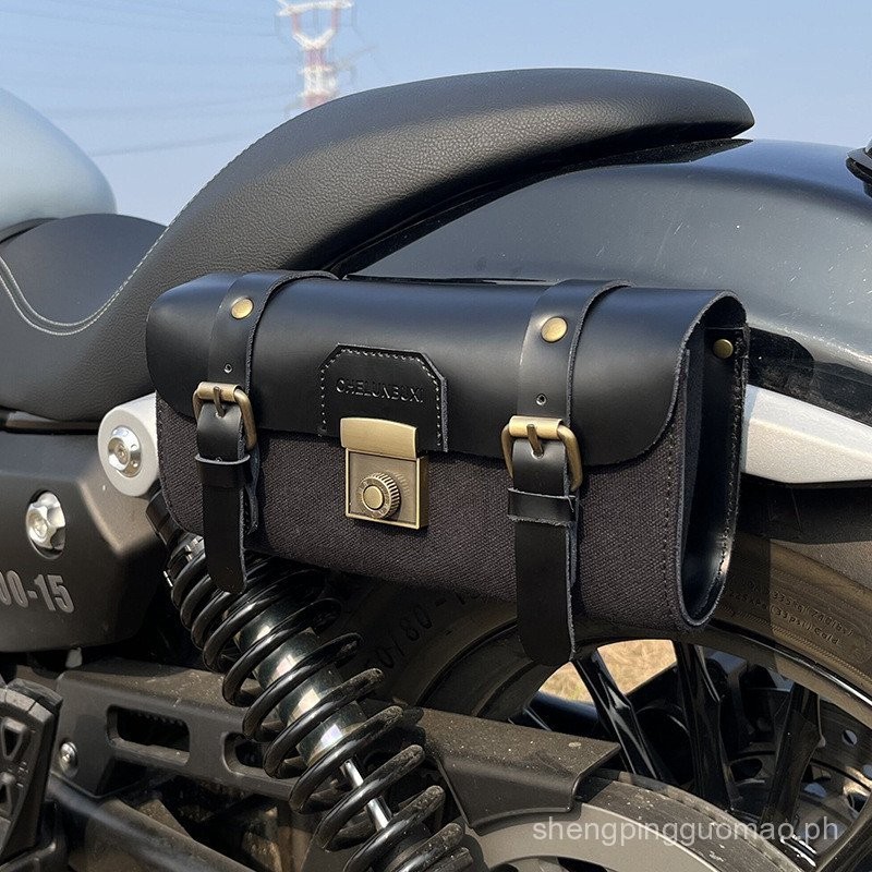 Leather retro motorcycle side bag men's universal motorcycle travel bag ...