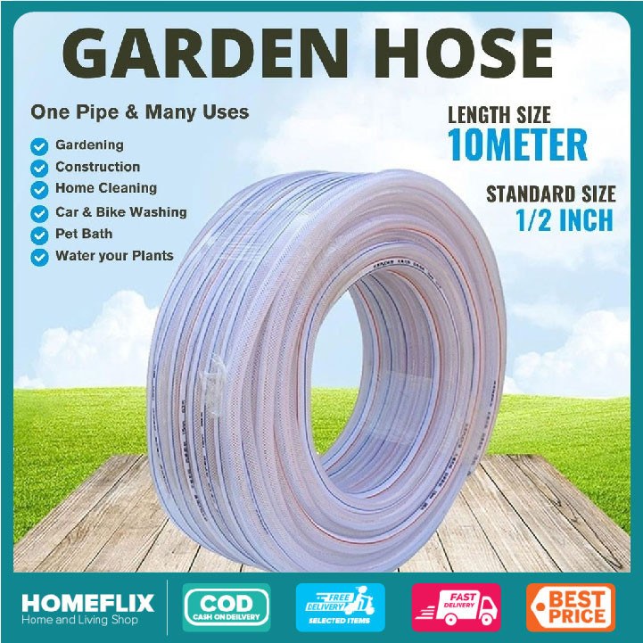 Homeflix Garden Hoses Transparent PVC Reinforced Water Hose Pipe 10 ...