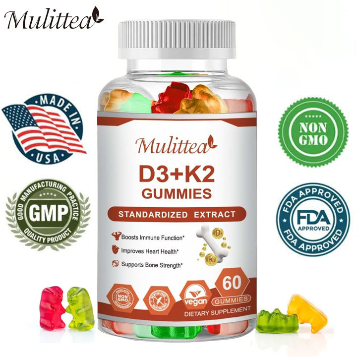 Mulittea Vitamin D3 K2 45mcg Gummies For Bone & joint Health 60 PCS ...