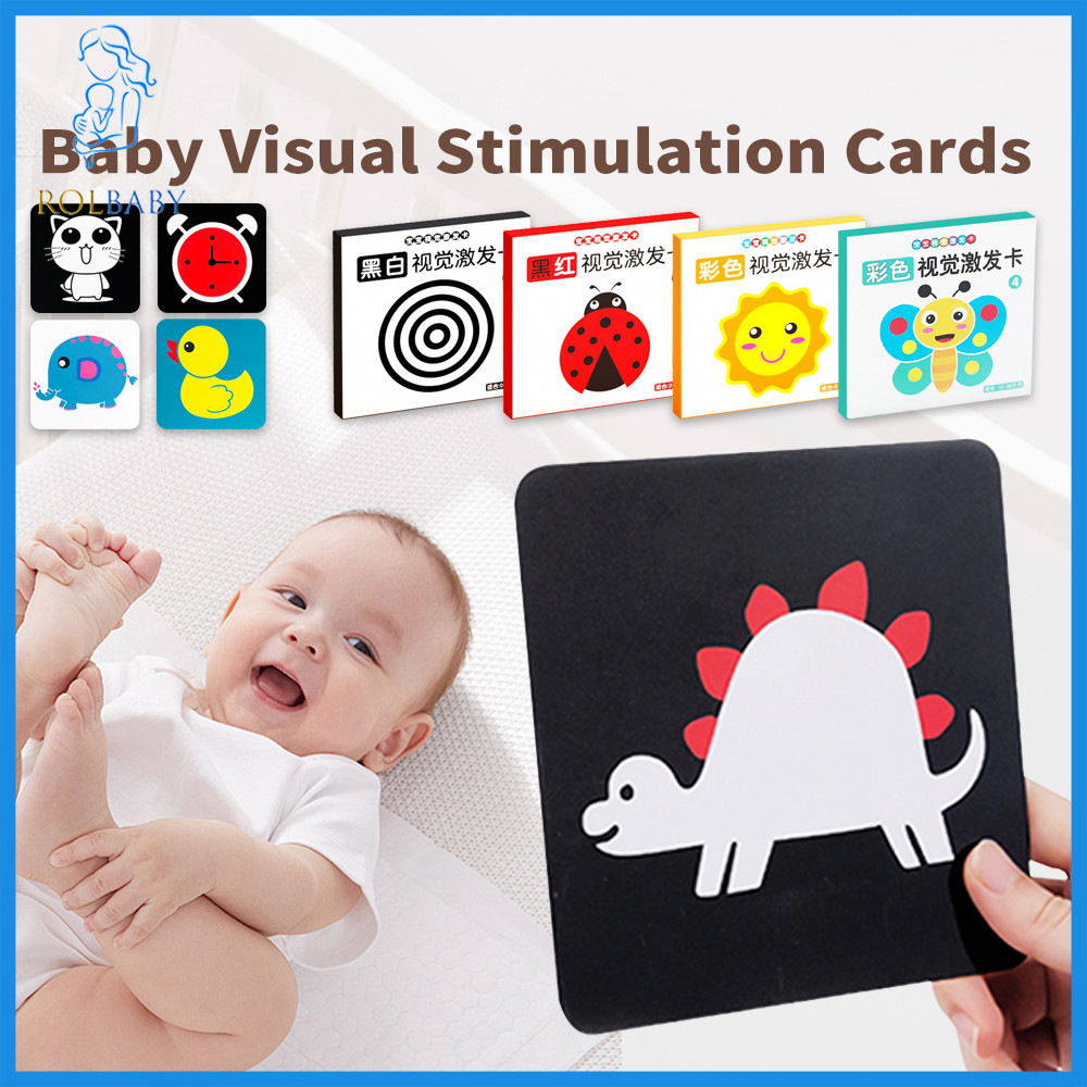 Rolbaby Baby Visual Stimulation Cards Black and White High Contrast ...