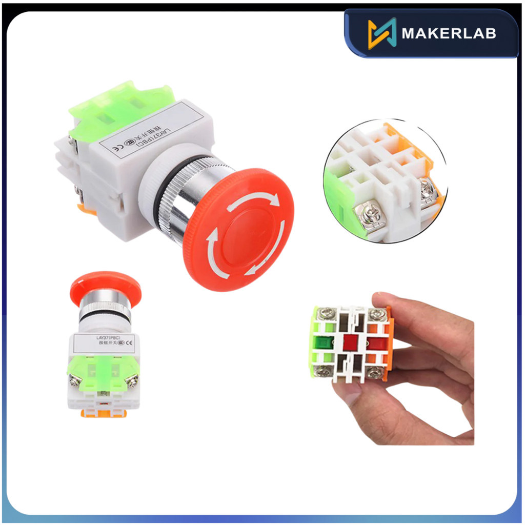 Red Mushroom Cap LAY37-11ZS 1NO 1NC DPST Emergency Stop Push Button Switch | Shopee Philippines
