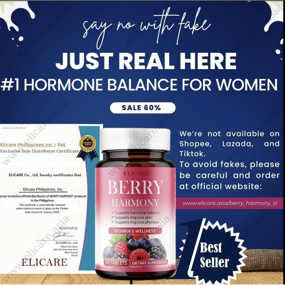 UPDATE ! FDA Elicare BERRY HARMONY FOR HORMONAL BALANCE 60 TABLETS ...