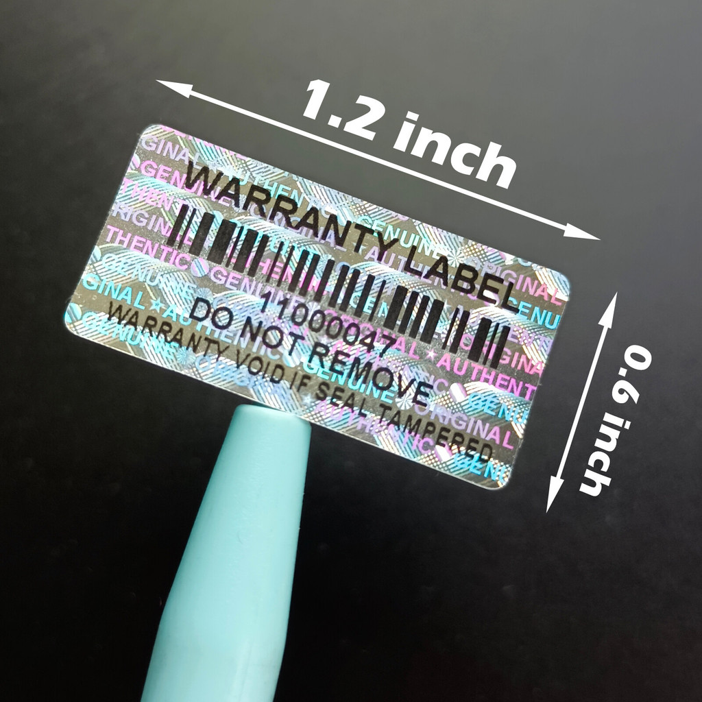 3x1.5cm 50pcs Tamper Proof holographic Stickers with a bar Code ...