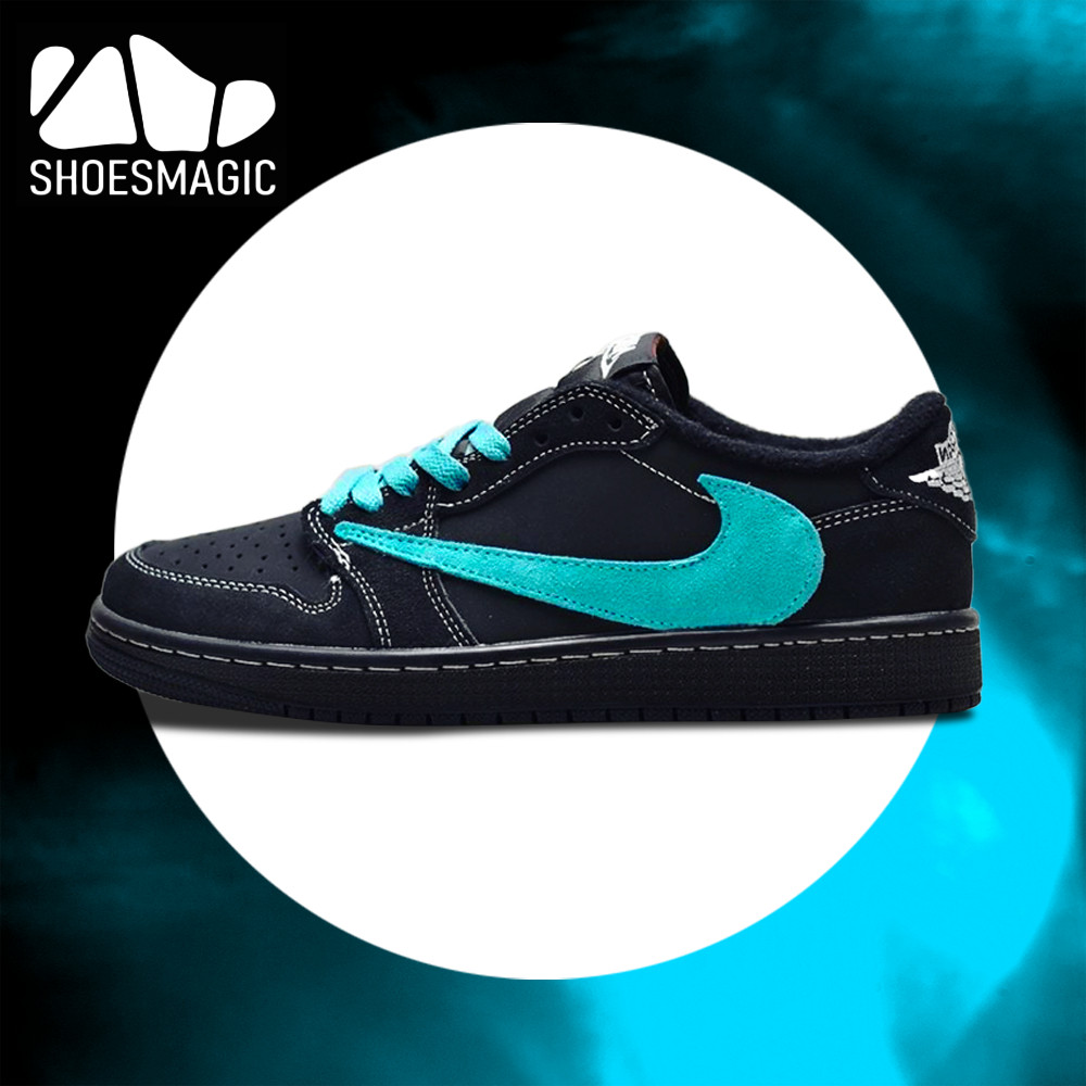 Travis Scott x J1 Low OG "Black/Silent Blue" Black Lightning Retro ...