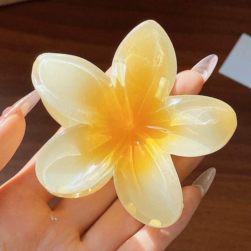 Plumeria Flower Hair Clamp for Women Korean Beautiful Hair Claw Clip ...