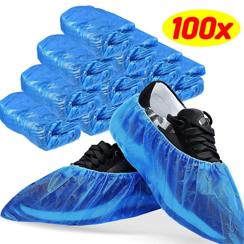 100pcs Indoor Disposable Shoes Covers - Plastic Elastic Shoes Cover for ...