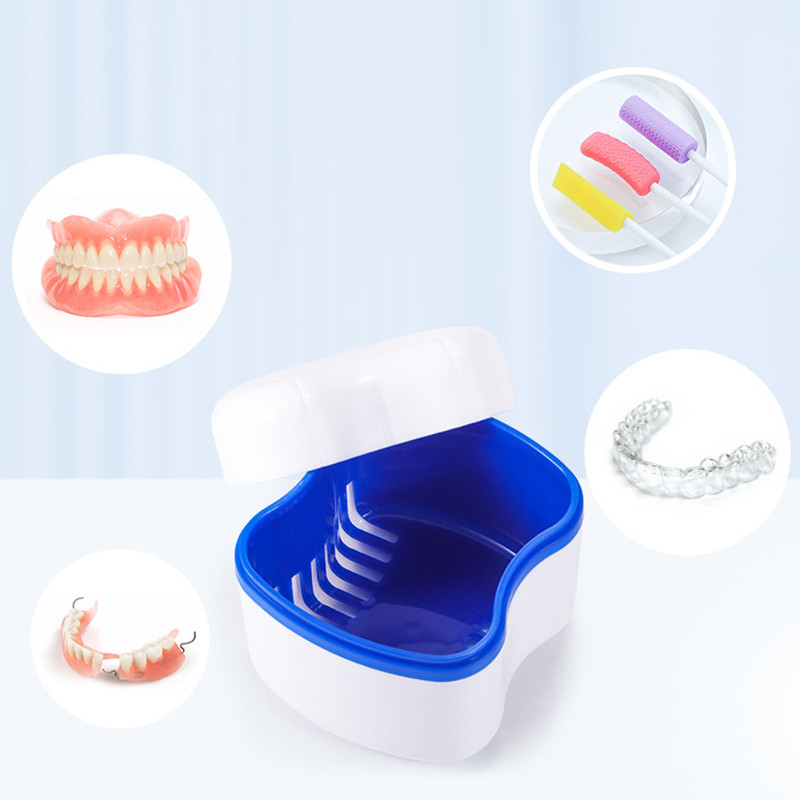 Denture Box Double Layer Denture Storage Box Bathroom Denture Cup False ...