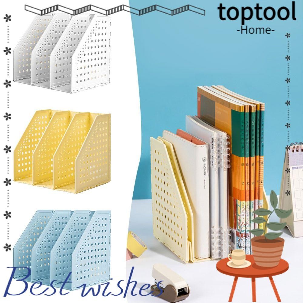 TOPTOOL Bookend, 3 Grid Retractable Magazine File Holder, Portable Desk ...