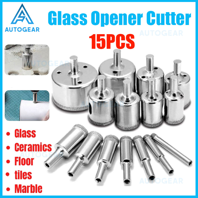 15pcs Diamond Bit Set Hole Saw Cutter Diamond Drill Bit Marble Glass ...
