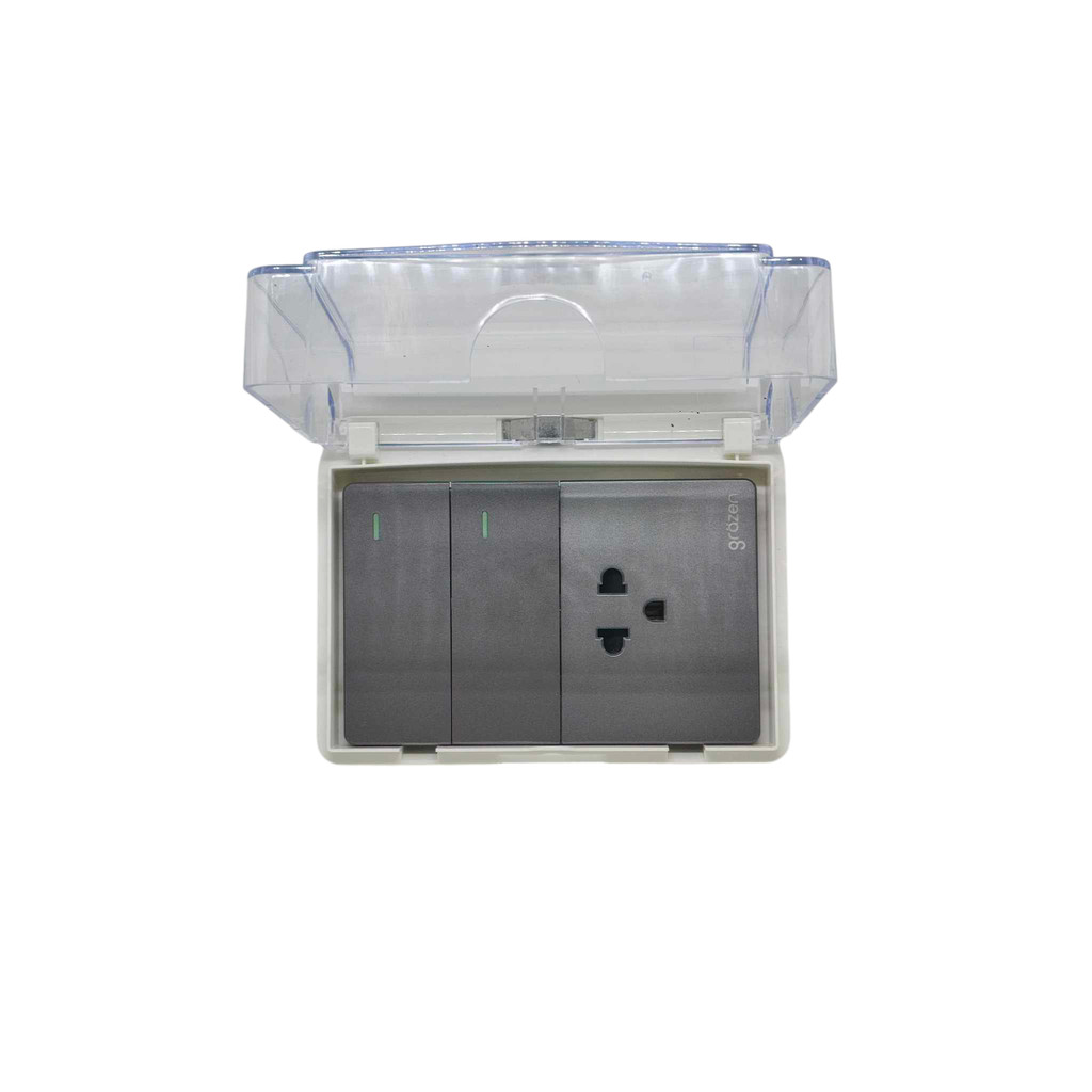 Grazen Weatherproof Plate Cover w/ 2Gang 1Way Switch & 1Gang Outlet w ...