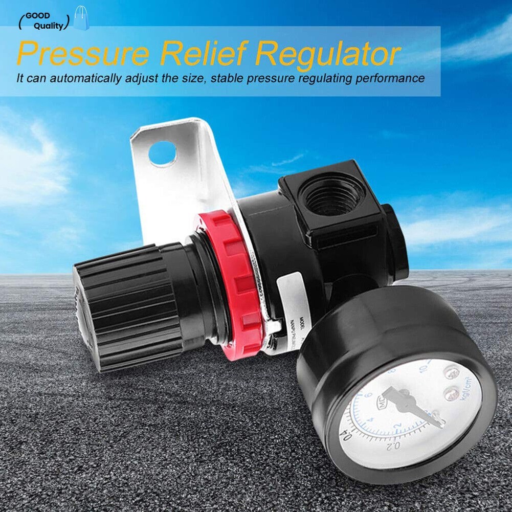 AIR IN LINE COMPRESSOR PRESSURE REGULATOR SERIES, 1/4\" NPT, GAUGE ...