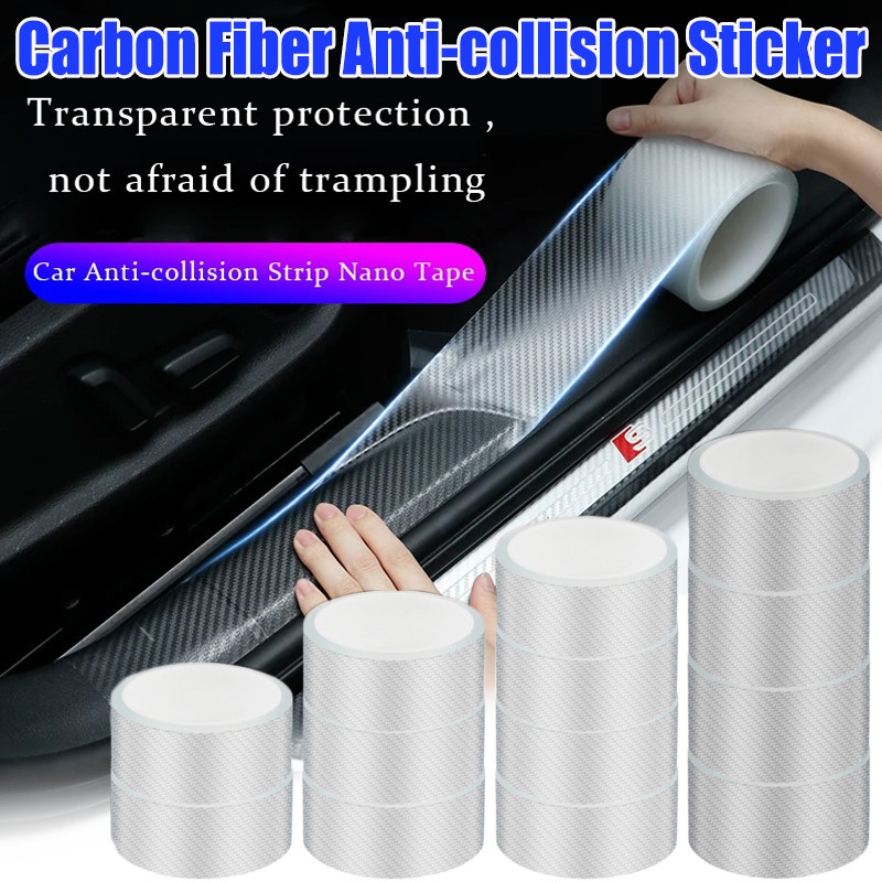 XYJ-3D Transparent Carbon Fiber Car Sticker DIY Paste Protector Strip ...