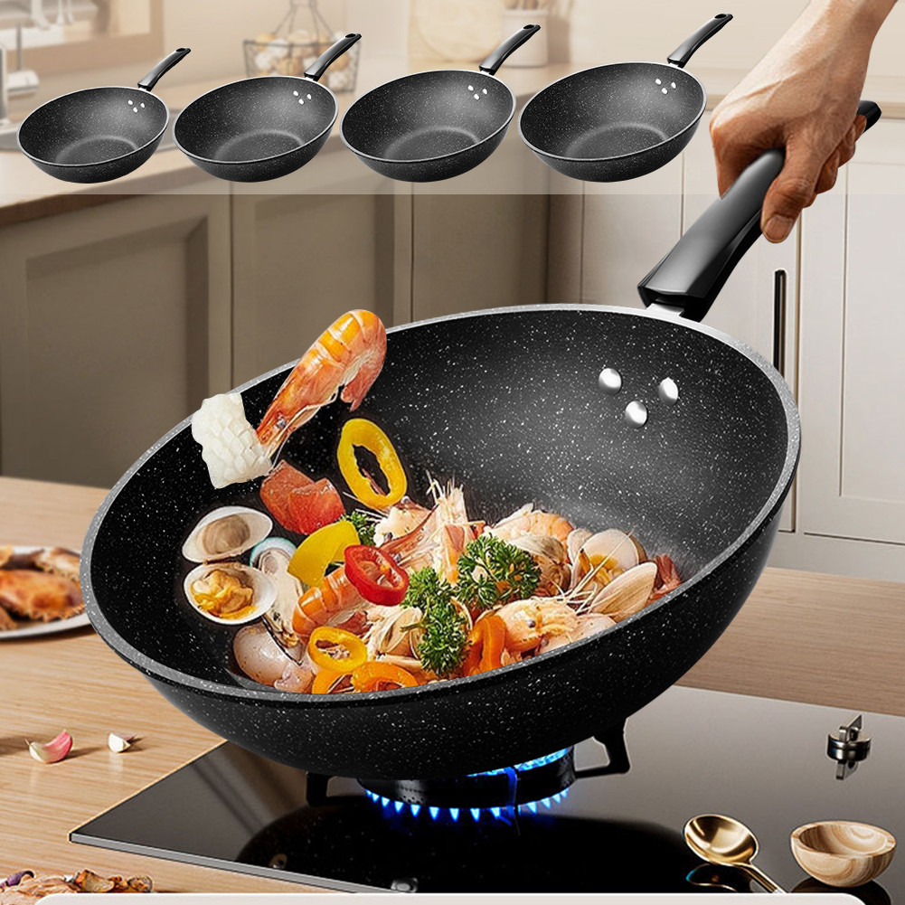 Medical Stone Non Stick Pan Flat Bottom Wok Pan for Induction Cooker ...