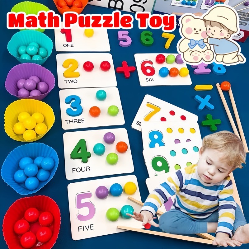 Early Educational Montessori Toys Baby Number Color Learning Board Clip ...
