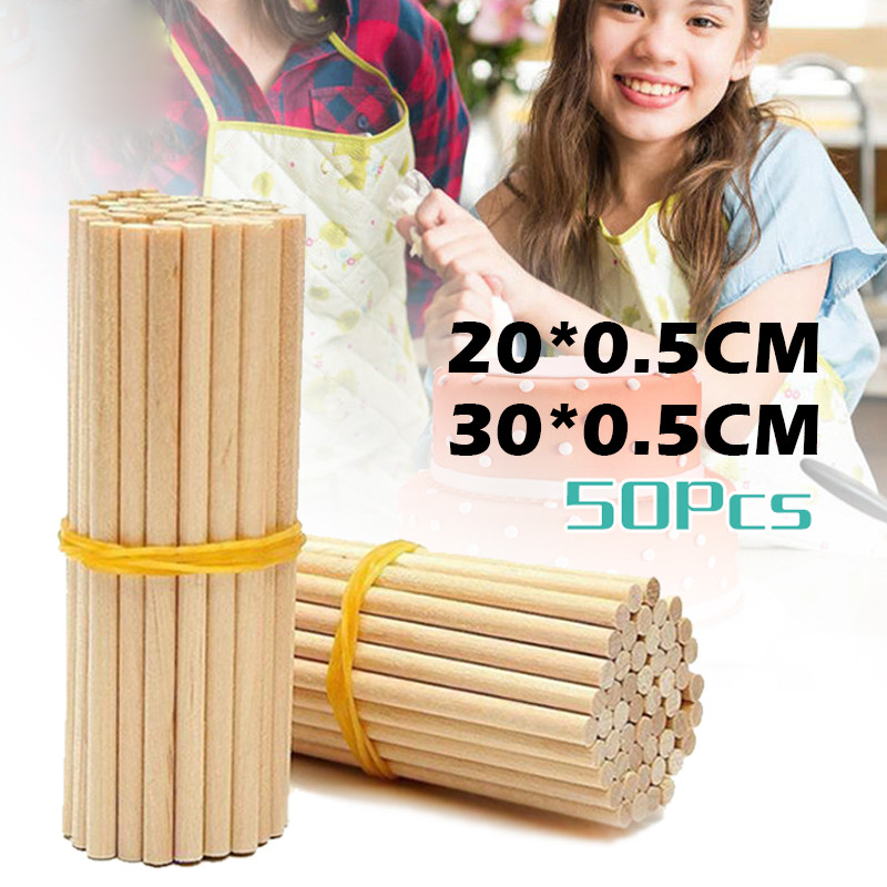50Pcs 30cm Wood Bamboo Stick Wood Sticks Wooden Dowel Rod For DIY Hobby ...