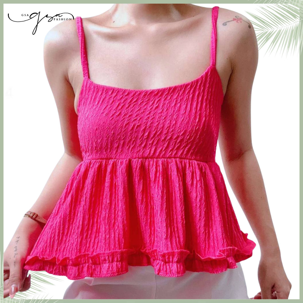 GSA | Janna Peplum Bark Crepe Top For Women | Fi XS to Medium [LL ...
