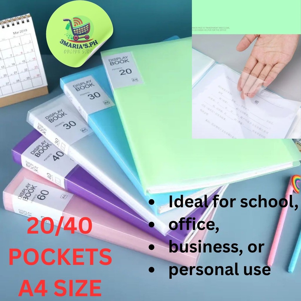 A4 Morandi Pastel Color Clear Book Folder – 20/40 Pockets Document ...