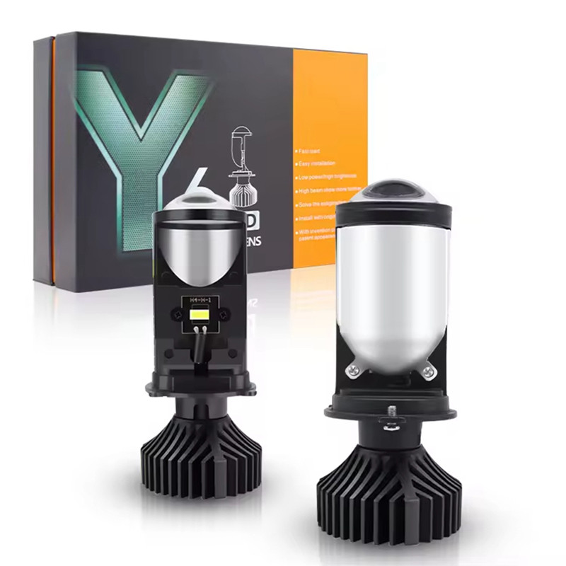 2PCS Y6D H4 LED Car Headlight Mini Lens Light 6500k LED Bulb 12V 24V ...