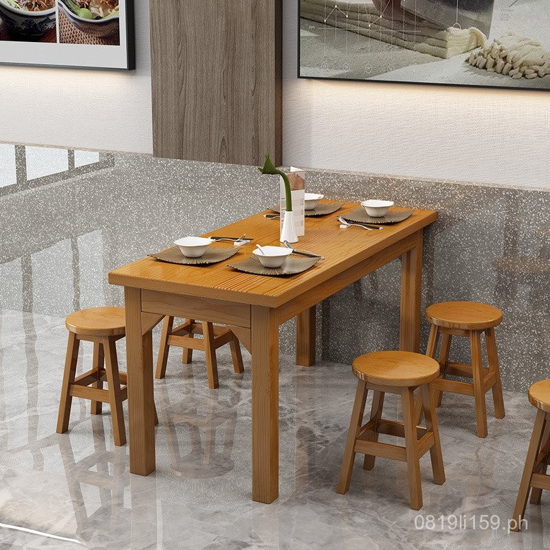 Solid Wood Noodle Shop Fast Food BBQ Table Snack Restaurant Dining ...