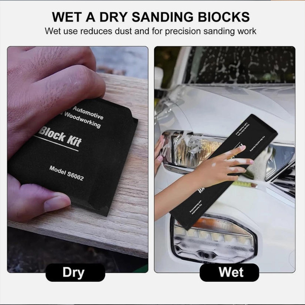 7 PCS Sanding Blocks Auto Body Set Flexible Eva Foam Wet or Dry Sanding ...