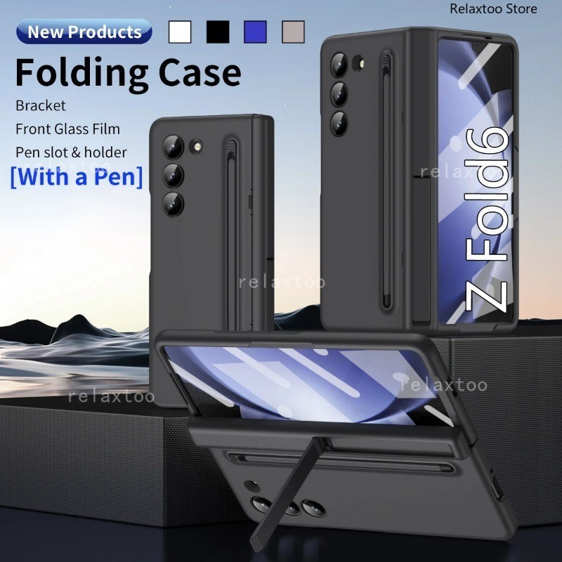 With Tempered Glass Film and Pen Holder Slot Case for Samsung Galaxy Z ...